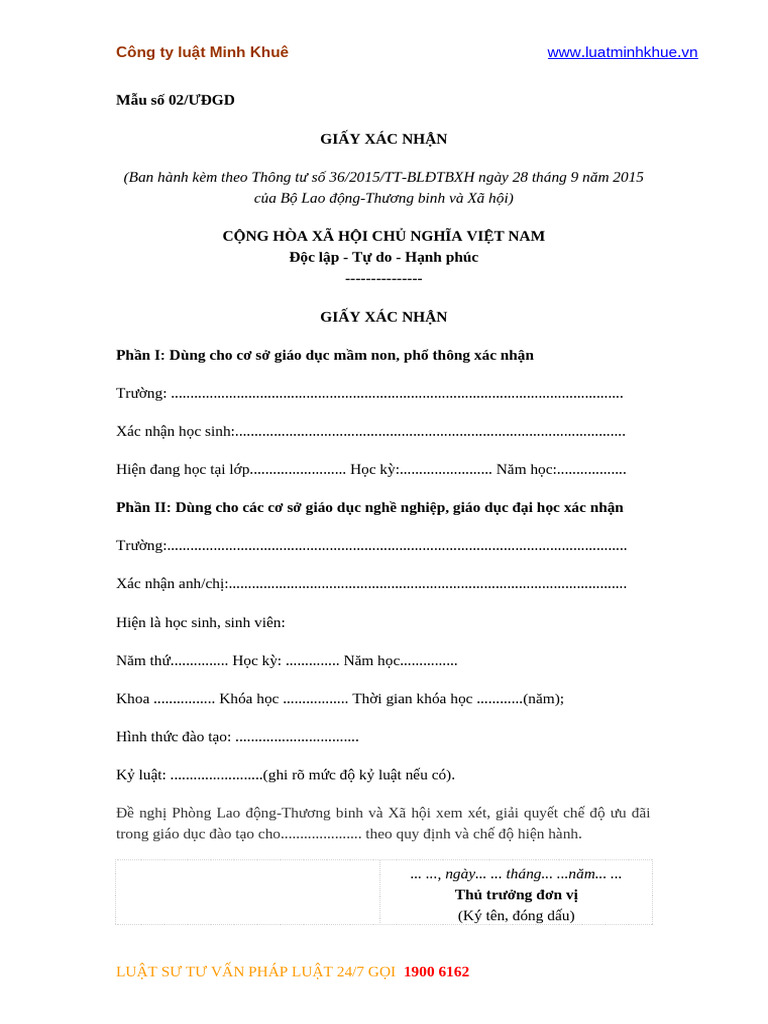 Mau Giay Xac Nhan So 2 | PDF