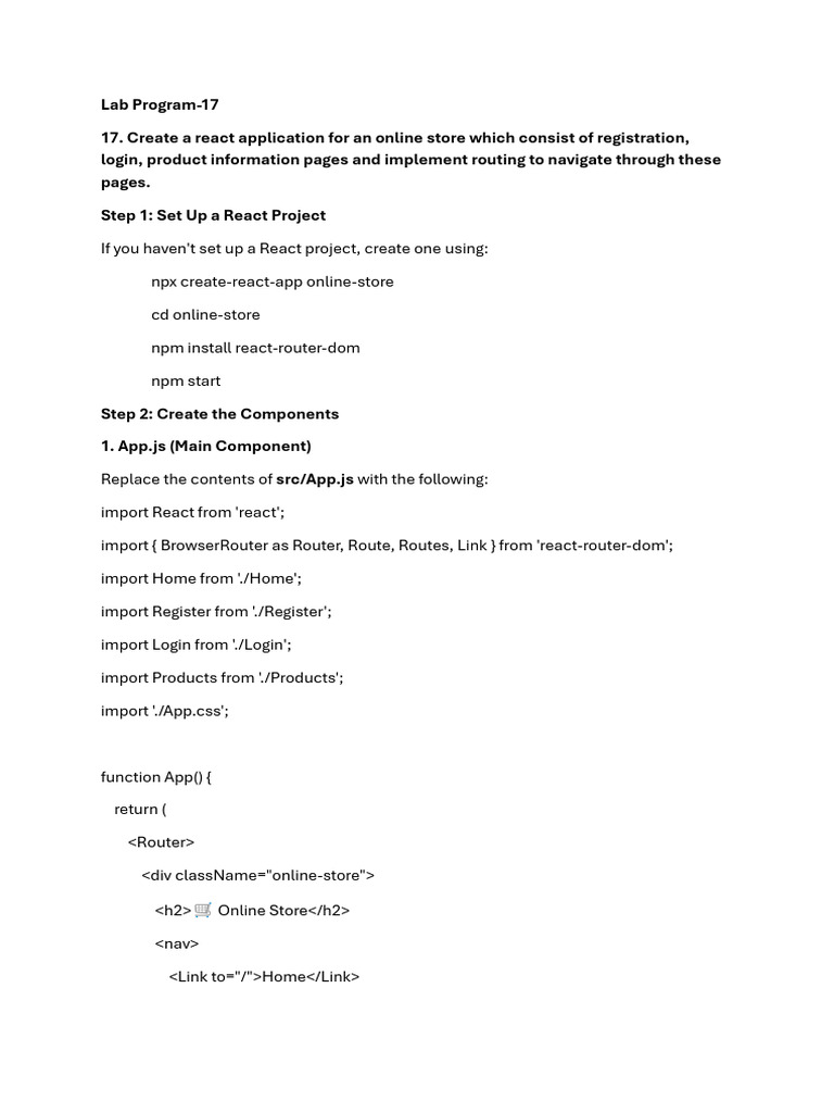 FSD Lab Program-17 | PDF | Mobile App | Software Engineering