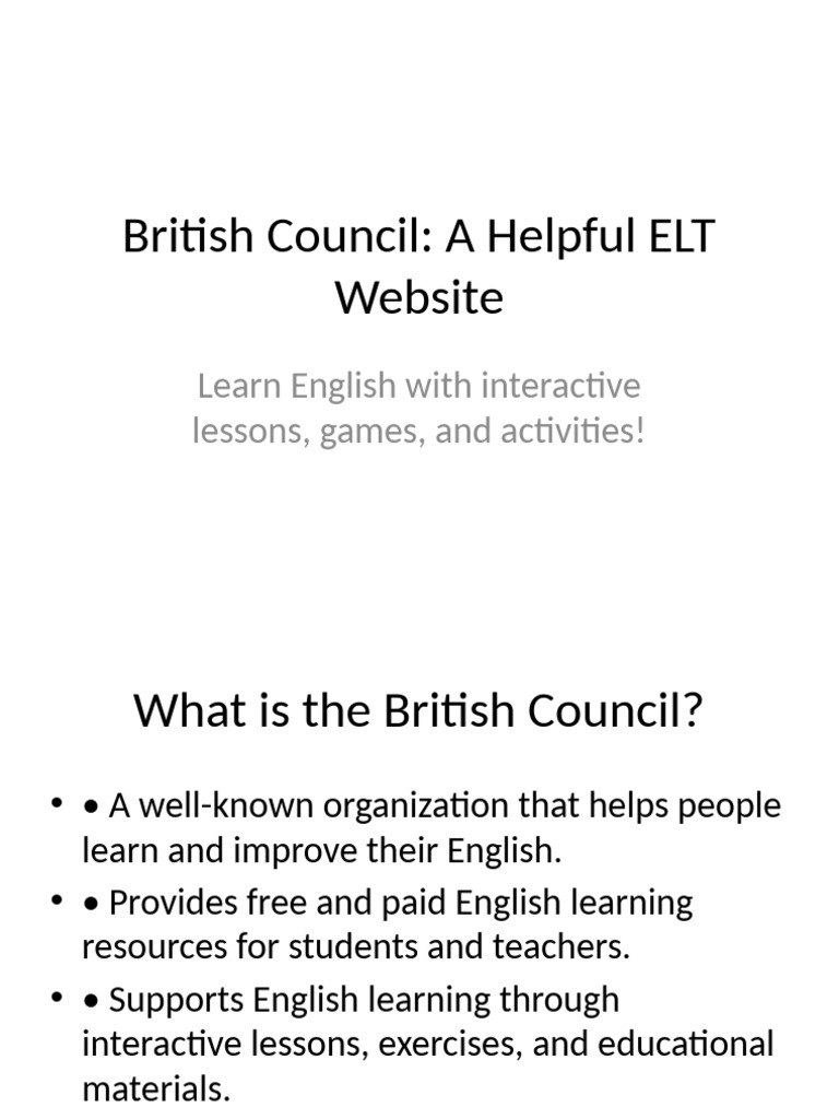 British Council ELT Presentation | PDF