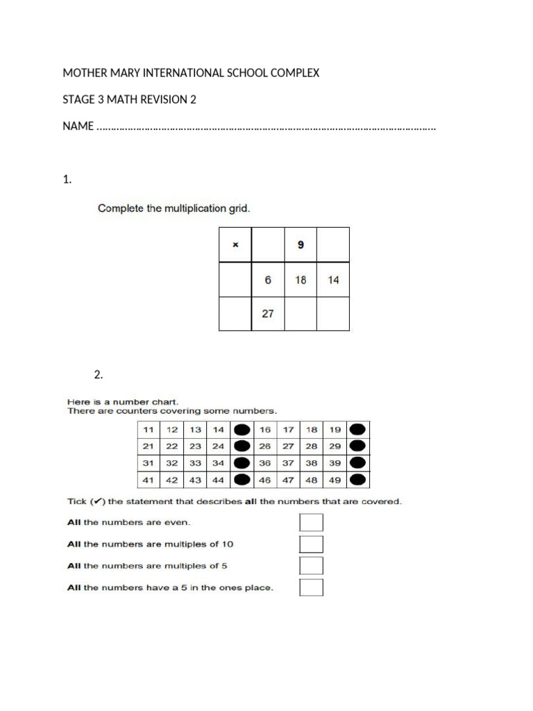 Stage 3 Math Rev 2 | PDF