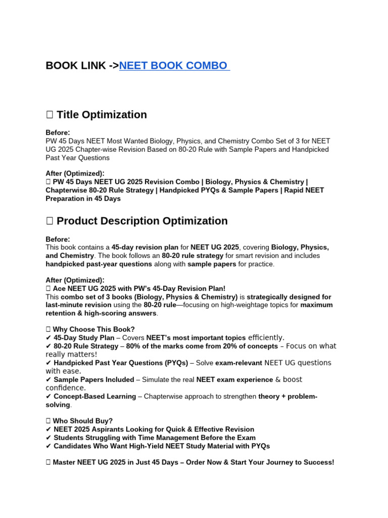 Neet Book Combo Optimized | PDF