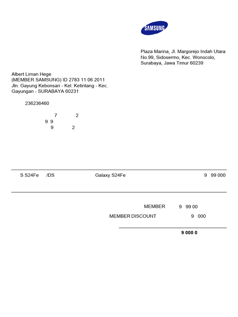 INVOICE Samsung | PDF