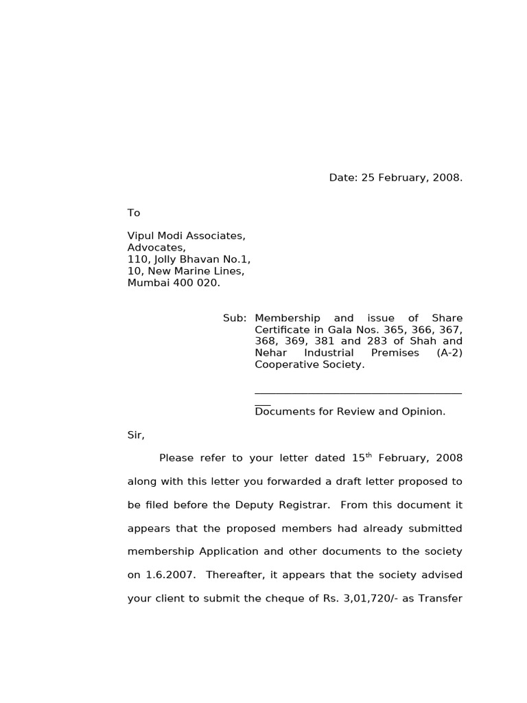 Membership Appeal for Cooperative Society | PDF | Justice | Crime ...