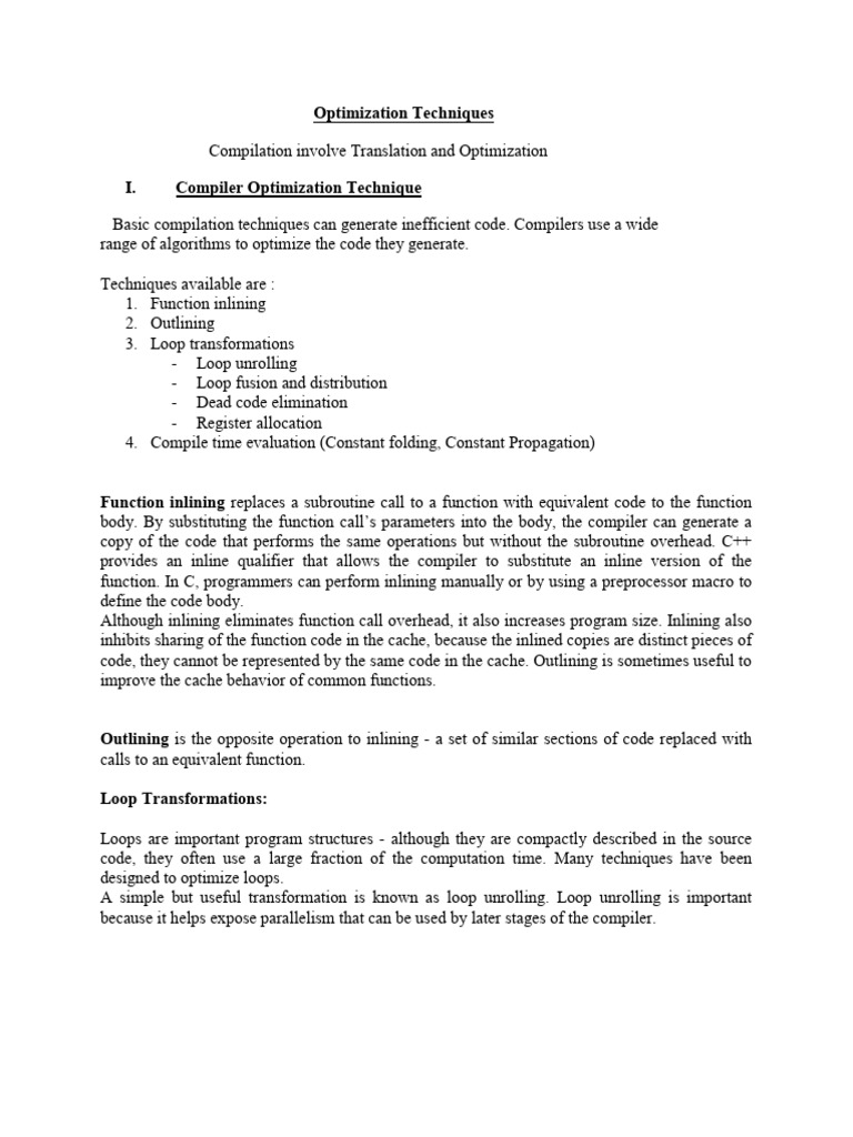 Compiler Optimization Techniques Guide | PDF | Control Flow | Program Optimization