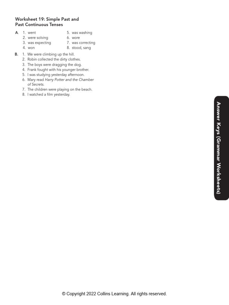Ws 6 Past Tense Ans | PDF