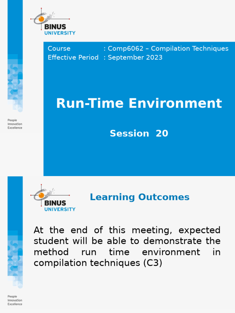 Understanding Run-Time Environments | PDF | Runtime System | Computer ...