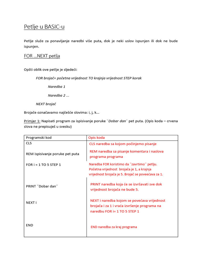 3 Petlje U BASIC | PDF