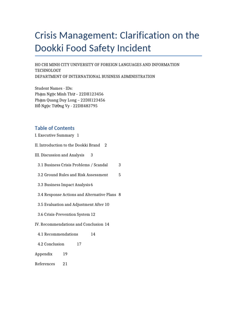 Dookki Crisis Report | PDF