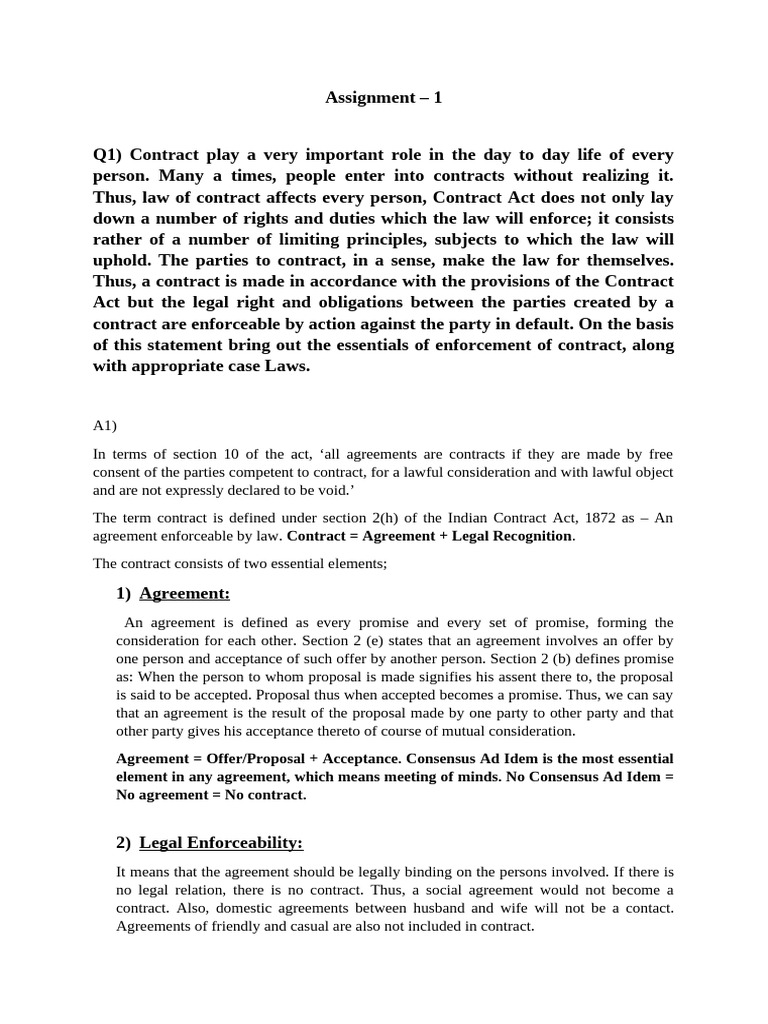 A1 Contracts 1182200058 | PDF | Civil Law (Legal System) | Private Law