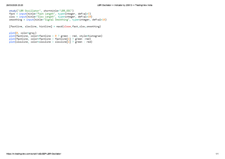 LBR Oscillator - Indicator by 20813 - TradingView India | PDF