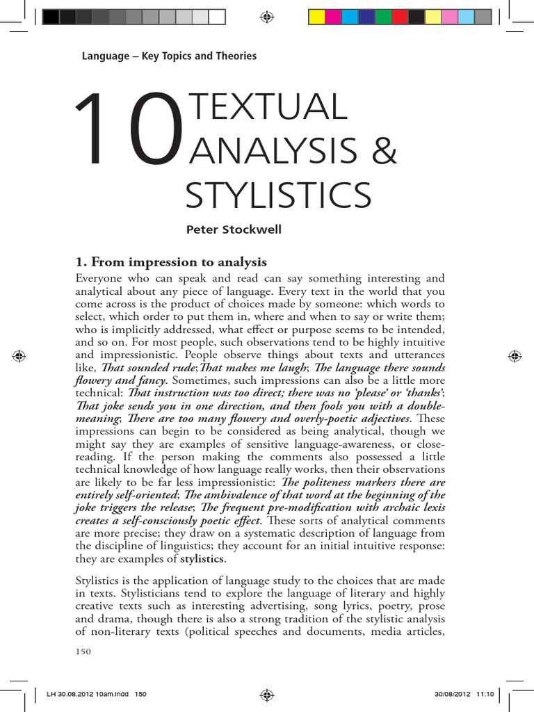 Textual Analysis and Stylistics | PDF | Linguistics | Literary Criticism