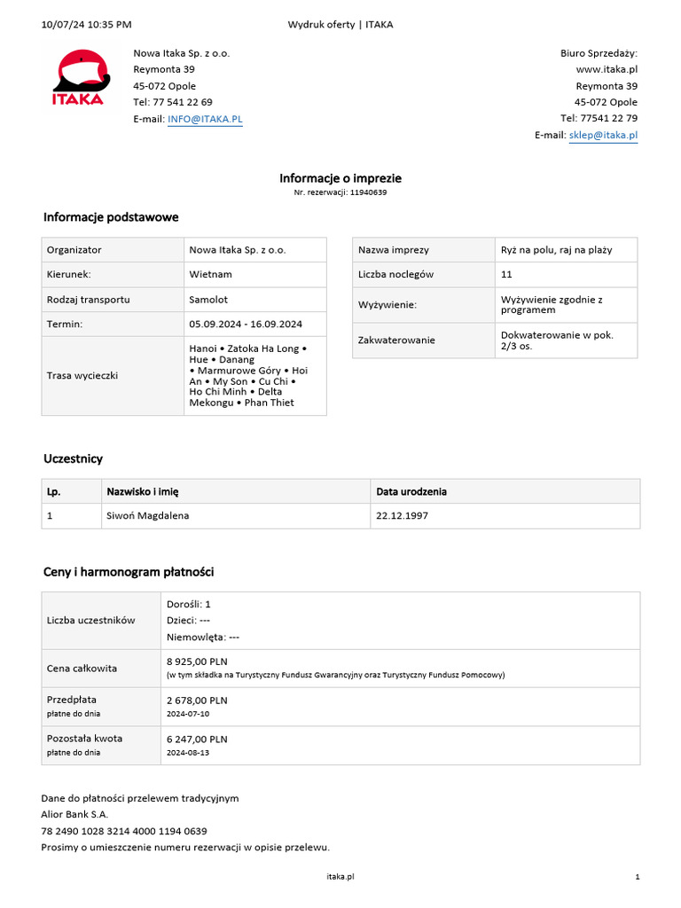 ITAKA-Informacje o Imprezie-11940639 | PDF