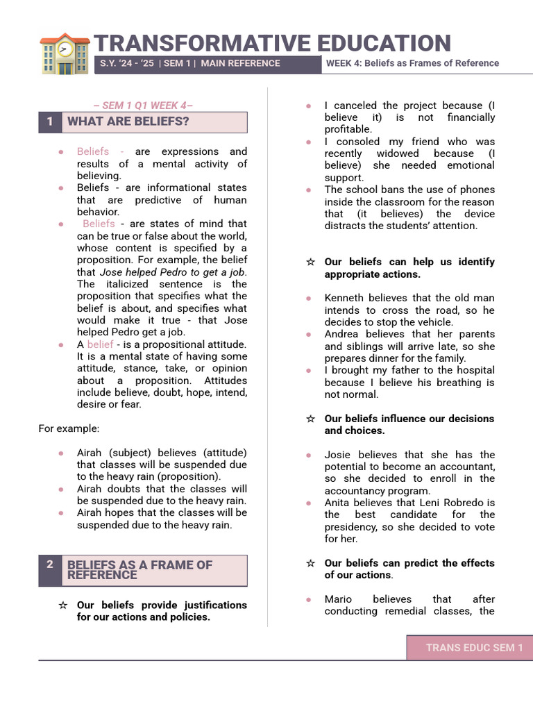 Understanding Beliefs as Frames of Reference | PDF | Proposition ...