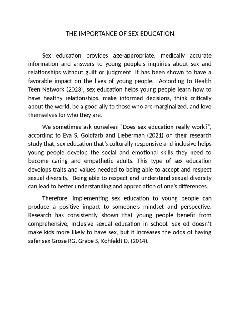 The Importance of Sex Education | PDF