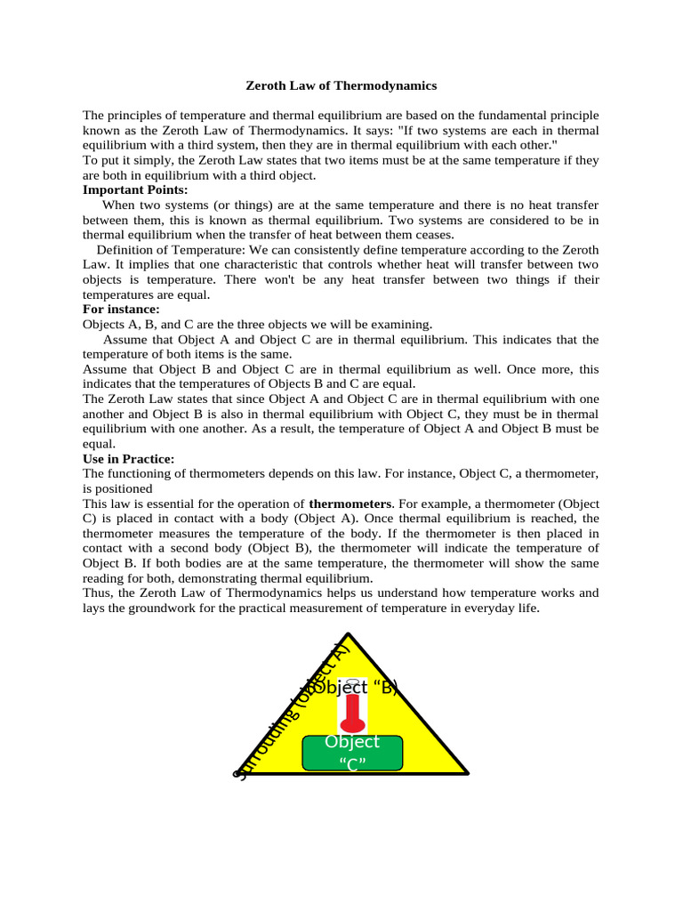Zeroth Law of Thermodynamics | PDF | Temperature | Thermodynamic ...