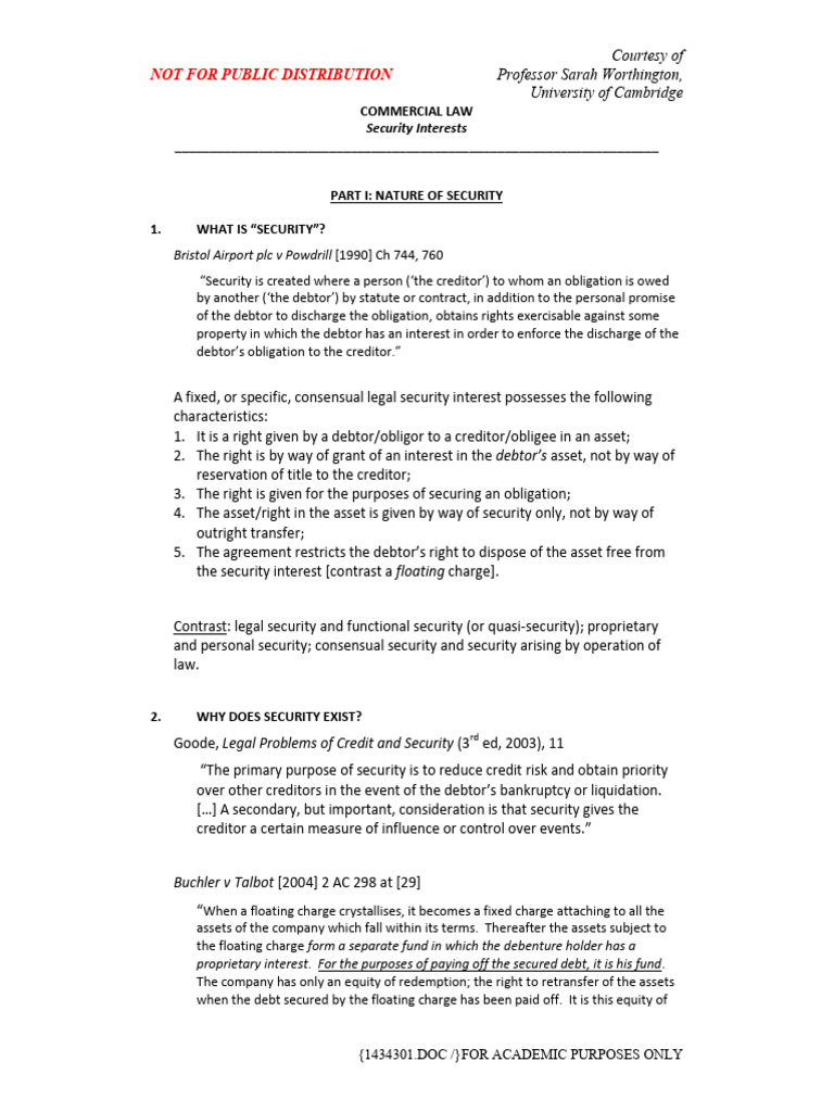 Understanding Security Interests in Law | PDF | Security Interest ...