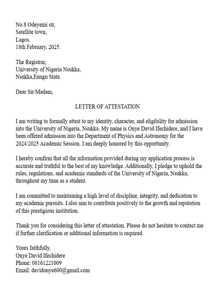Letter of Attestation 2 | PDF