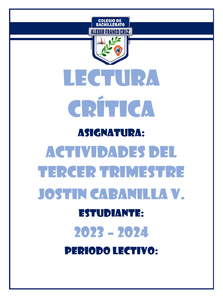 Actividades 3er Trimestre-Lectura Critica | PDF