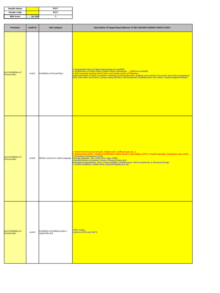 EHS (2025) Supplier Audit Checklist - English | PDF | Occupational Safety And Health | Waste