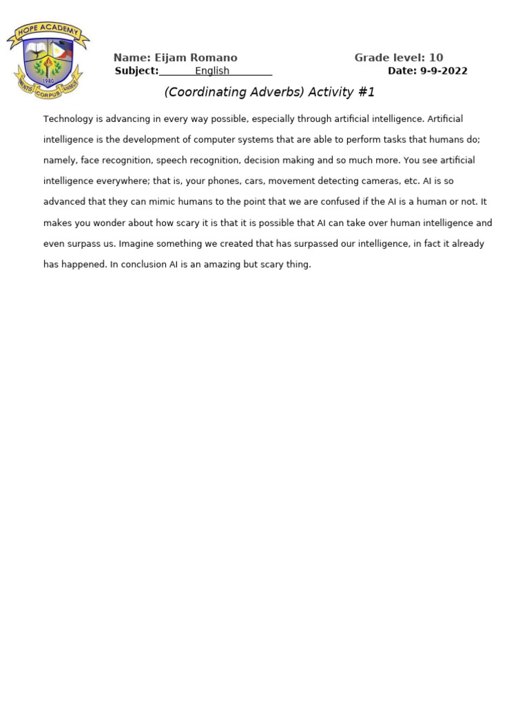 English G10 A1 Q1 | PDF