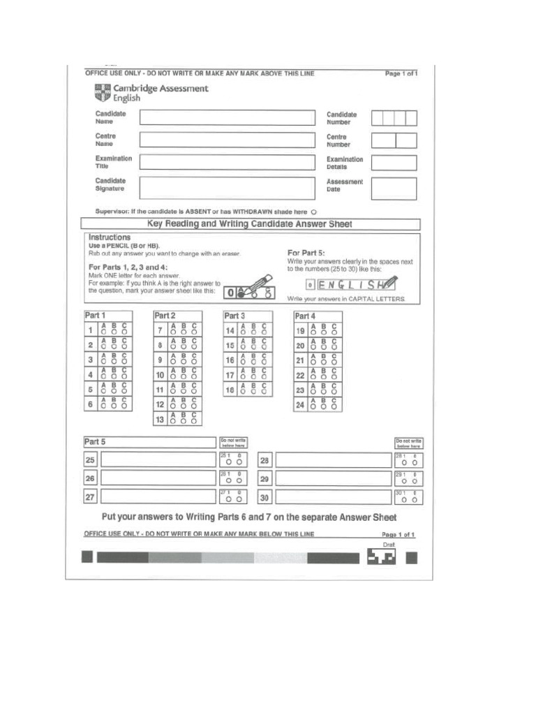 Listening Answer Sheet | PDF