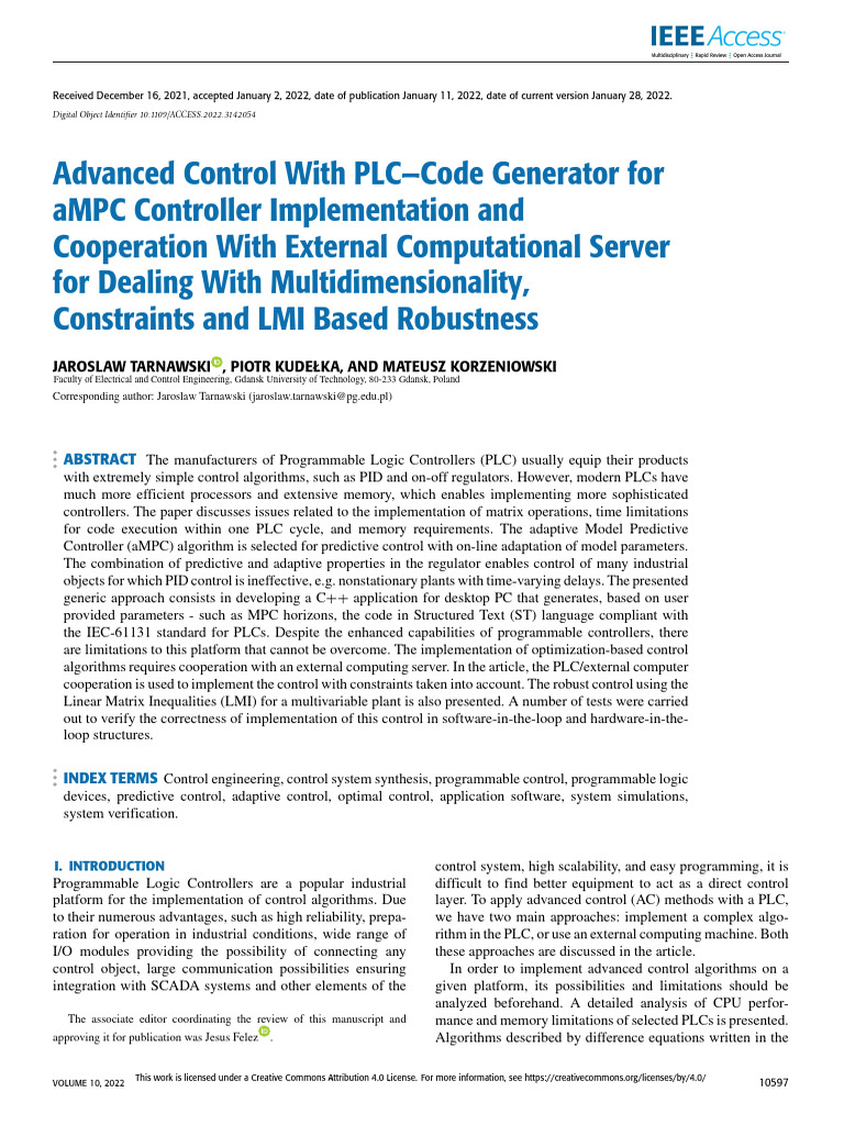 Advanced Control With PLC Code Generator For Ampc Controller ...