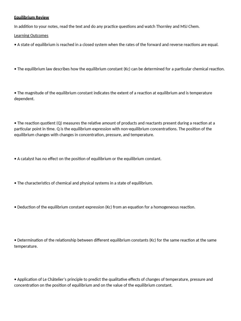 Understanding Chemical Equilibrium Concepts | PDF