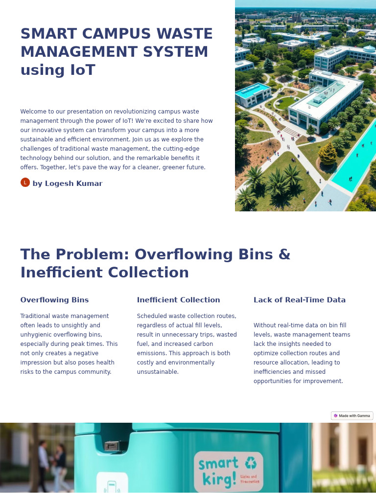 Smart Campus Waste Management System Using Iot | PDF | Waste Management ...