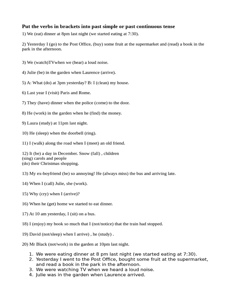 Past Simple or Past Continuous 2 | PDF
