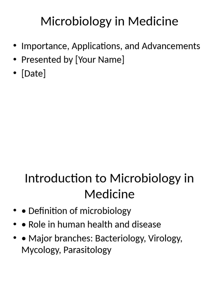 Microbiology's Role in Medicine Explained | PDF