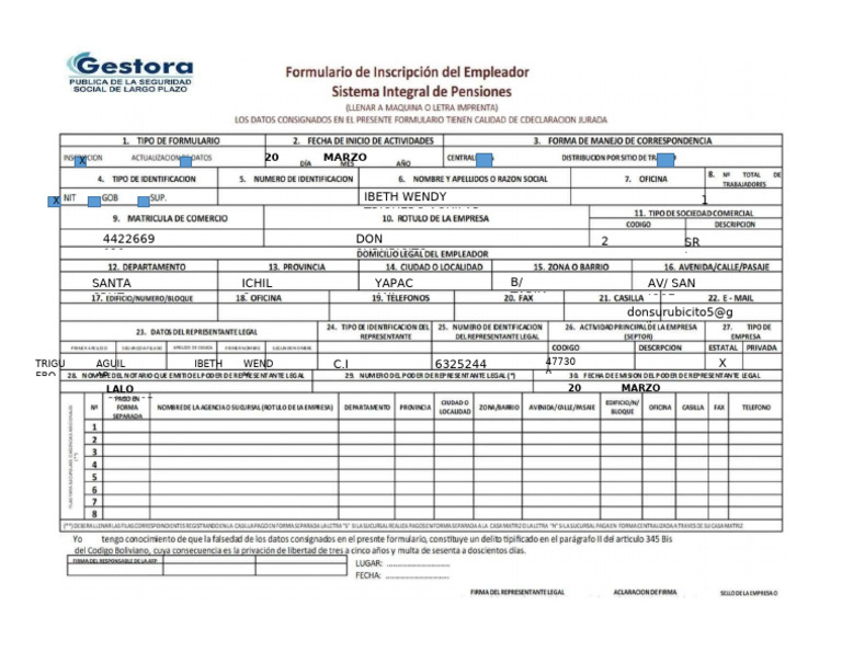 Formulario de Registro de Afiliacion en La Gestora | PDF