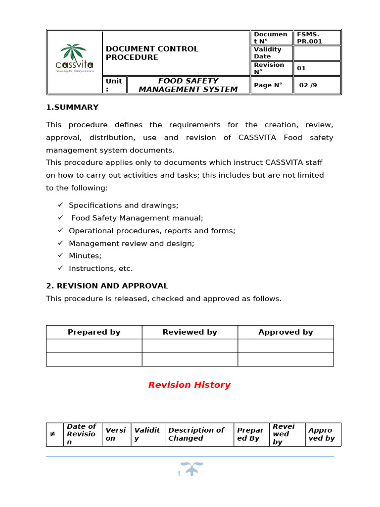 Food Safety Document Control Procedure | PDF | Computer File ...