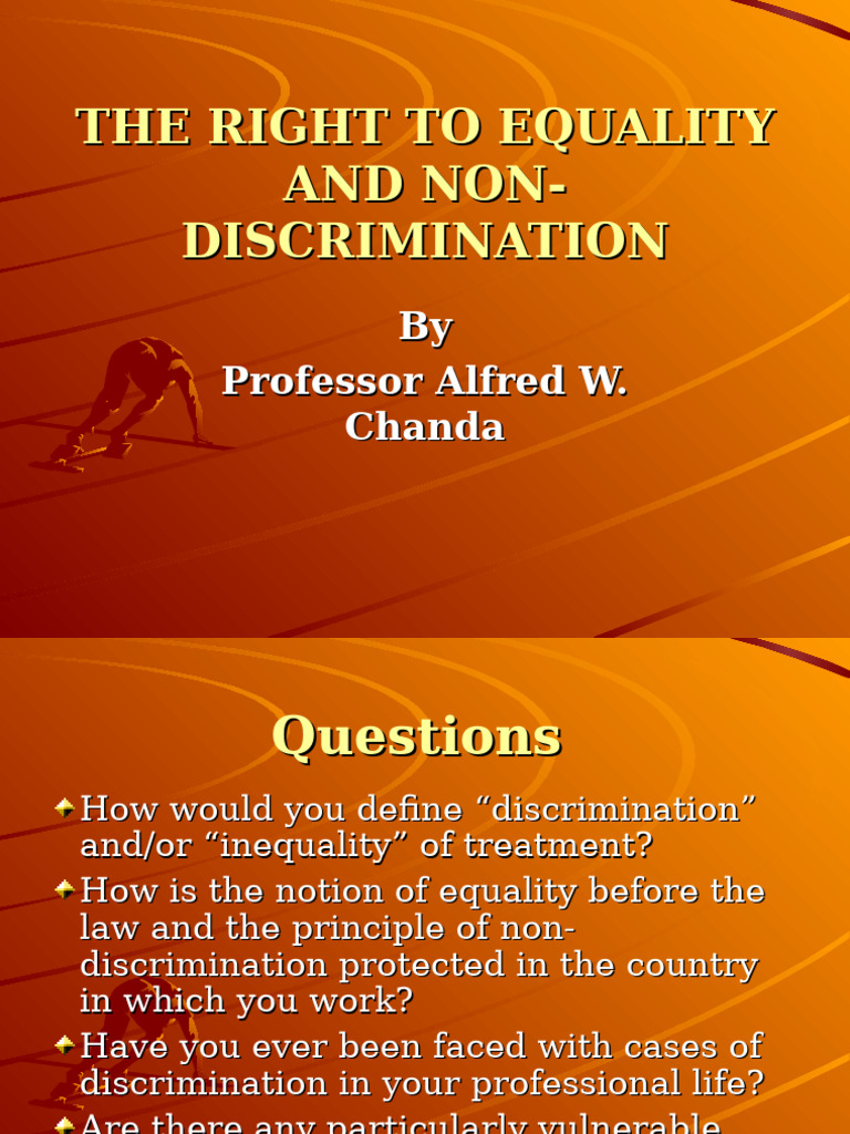 THE RIGHT TO EQUALITY AND NON-DISCRIMINATION | PDF | Minority Group ...