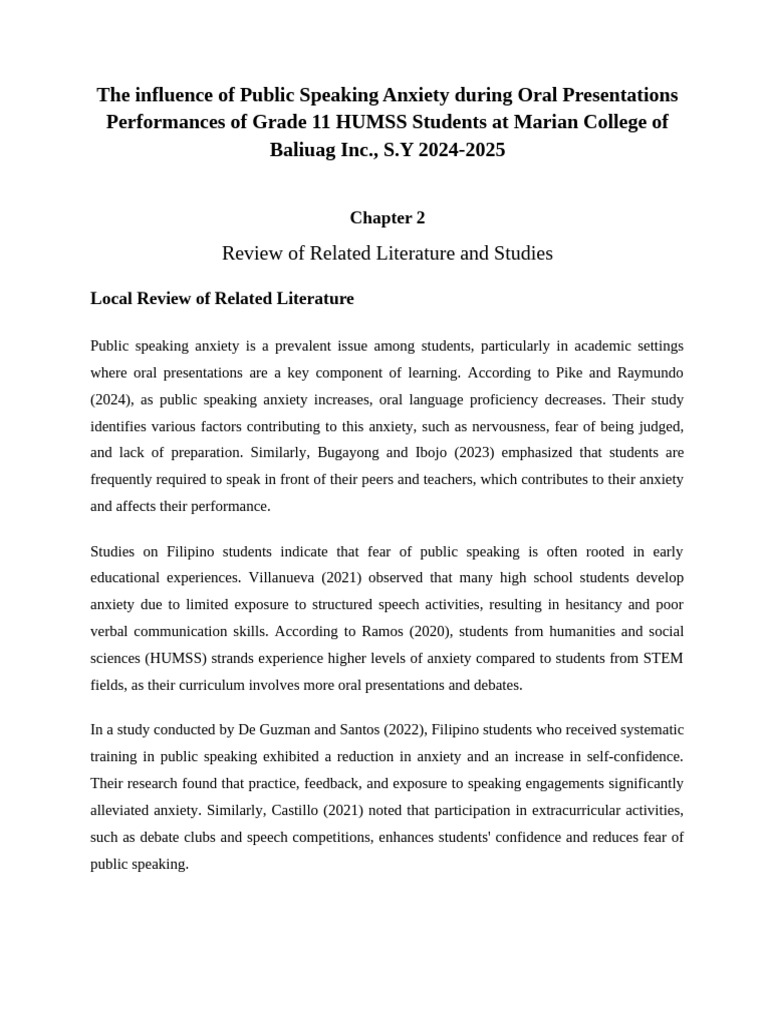 The Influence of Public Speaking Anxiety During Oral Presentations ...
