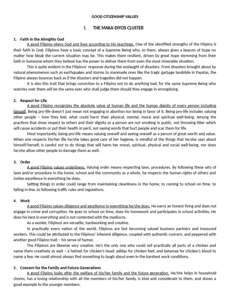Good Citizenship Values 1 | PDF | Love | Faith