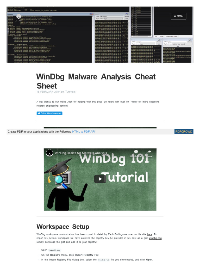 WinDbg Malware Analysis Cheat Sheet | PDF | Windows Registry | Computer Engineering