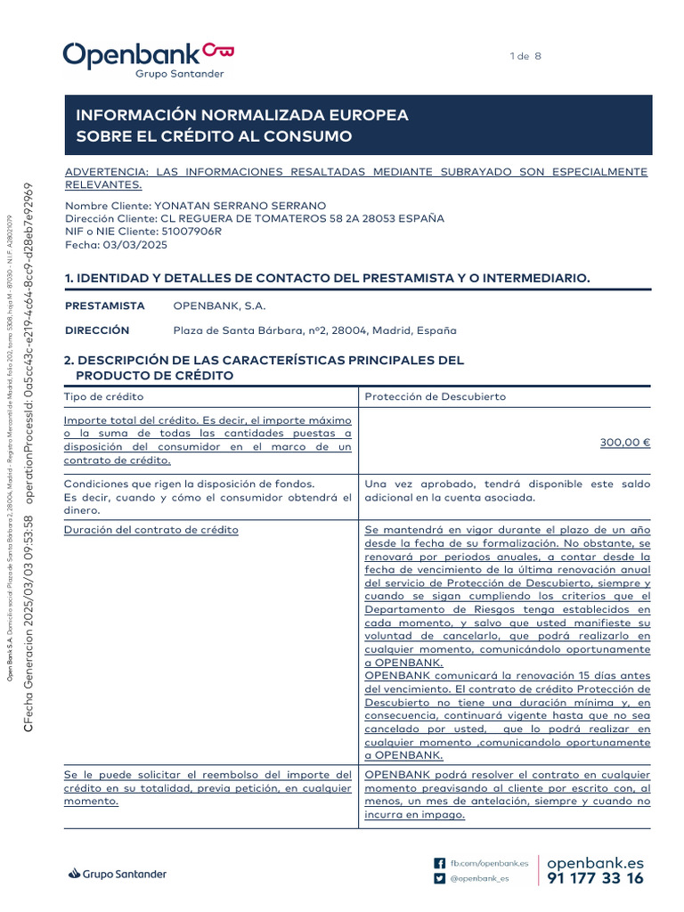 Overdraft Documento INE | PDF | Tasa de porcentaje anual | Crédito