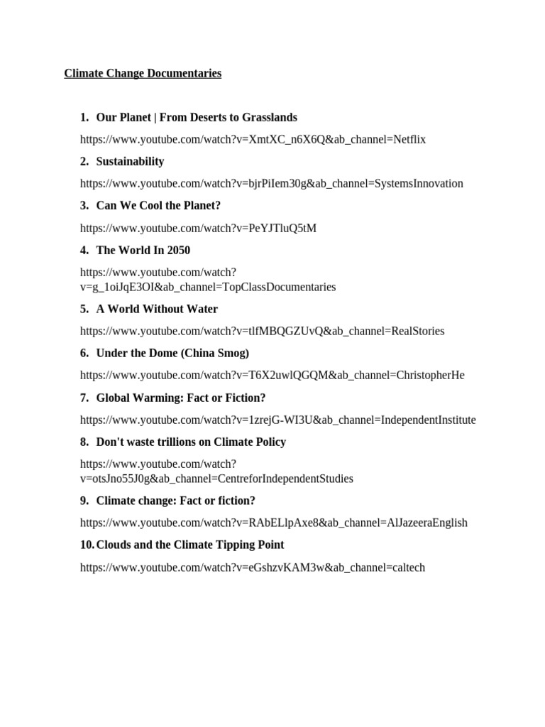 Top Climate Change Documentaries | PDF