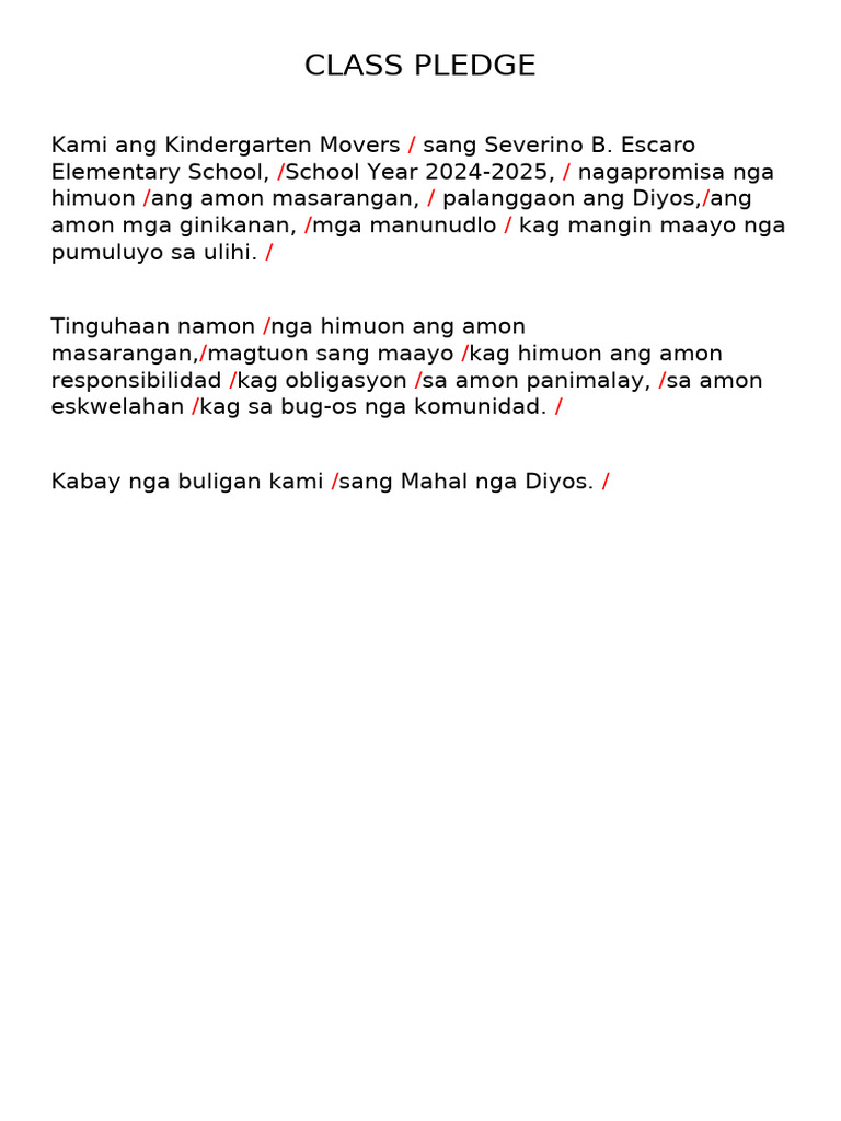 Class Pledge | PDF