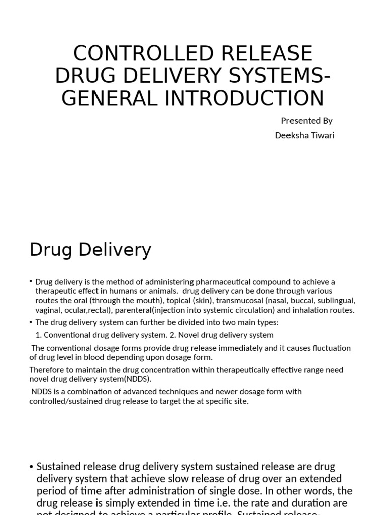 Controlled Release Drug Delivery Systems - General Introduction | PDF ...