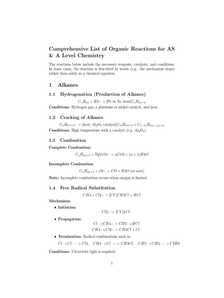 Organic Chemistry Reactions | PDF | Ester | Aldehyde