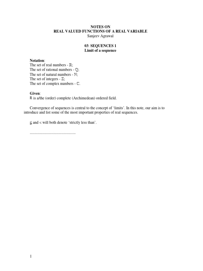 Real-Valued Functions: Sequences and Limits | PDF | Sequence | Limit (Mathematics)