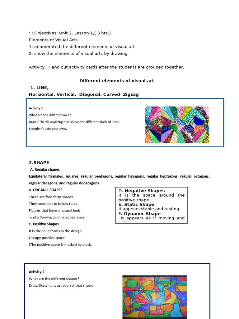 Elements of Visual Arts Overview | PDF | Shape | Color