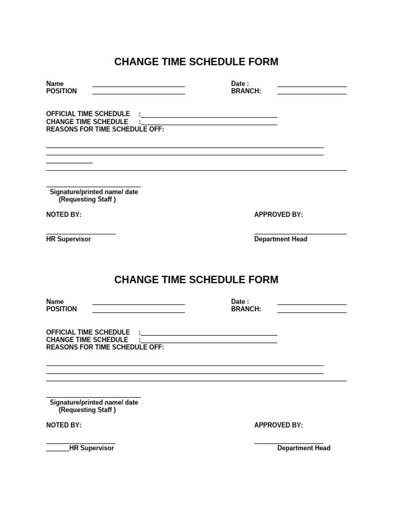 Time Schedule Change Request Form | PDF