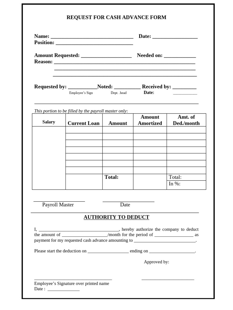 Cash Advance Form | PDF