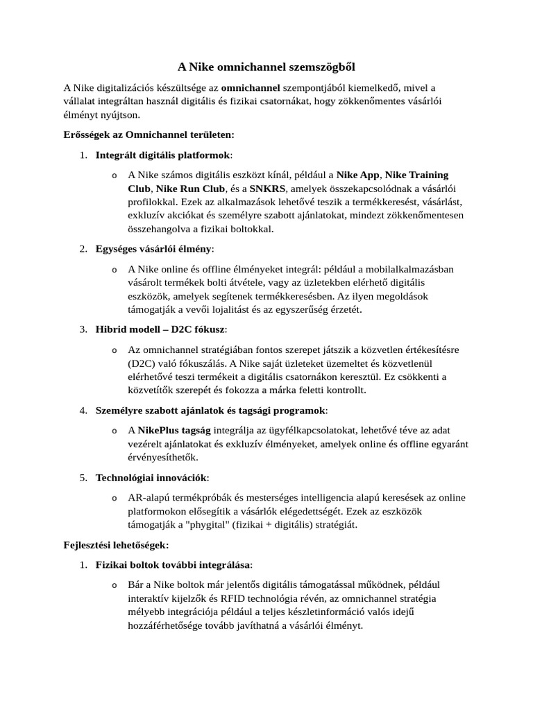 A Nike Omnichannel Szemszögből | PDF