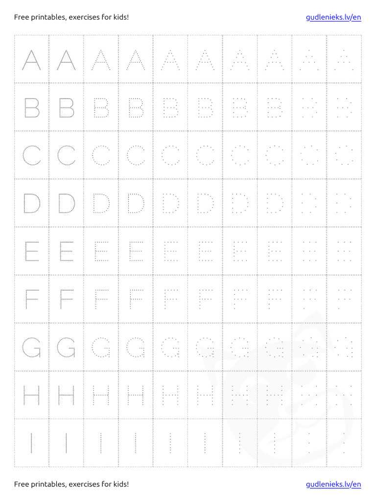 Printables For Kids Latin Alphabet Capital Leters Draw Connect The Dots ...