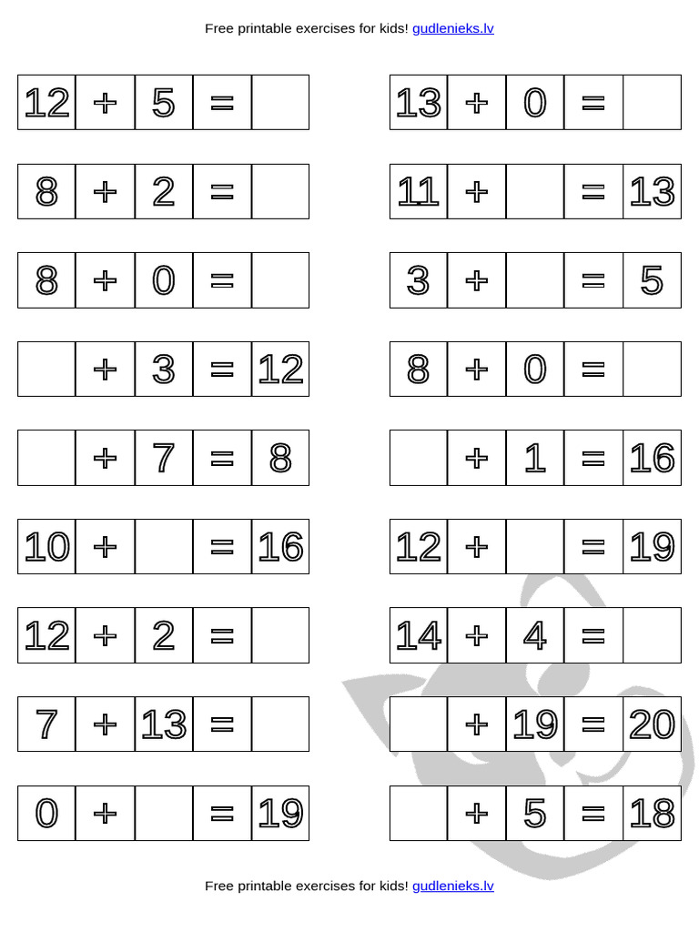 Counting Up To 20 With Unknown Addends | PDF