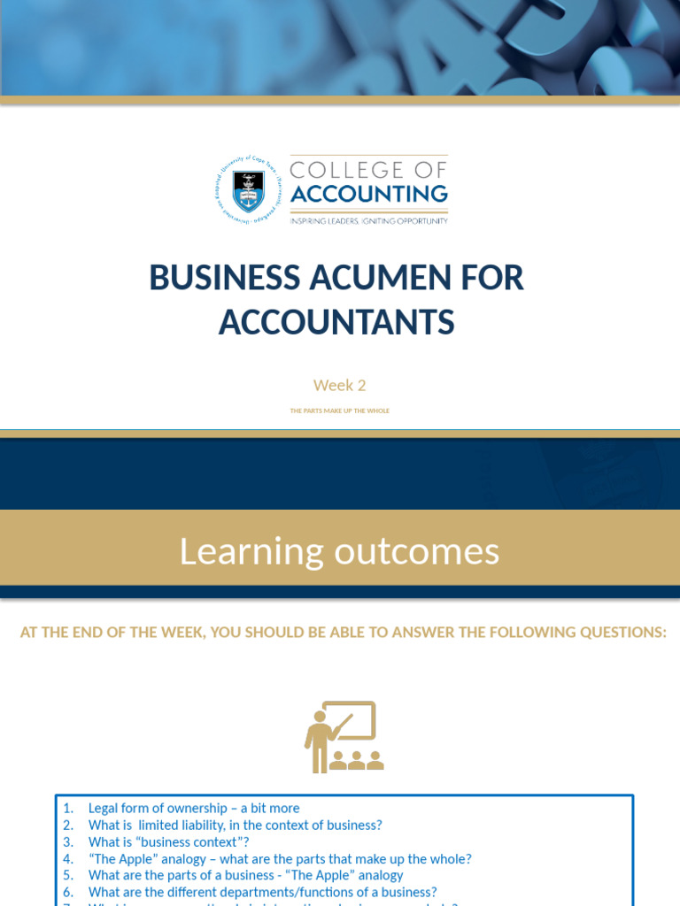 Business Acumen For Accountants: Week 2 | PDF | Customer | Business Model