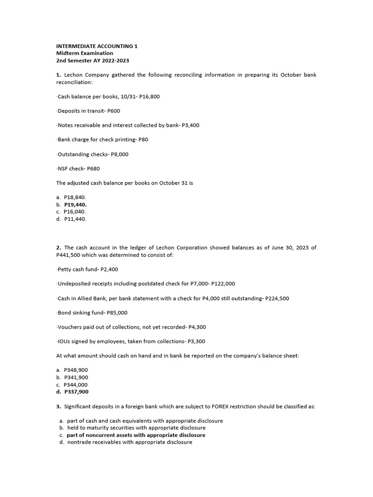 Intermediate Accounting 1 | PDF | Banks | Interest